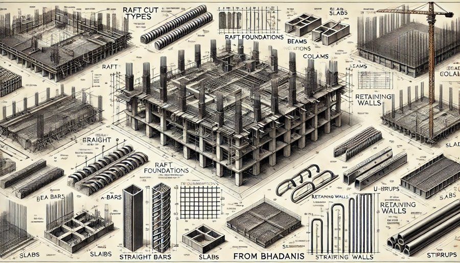 All Bar cut Types Shapes for Raft , Beam, Column, Slab, Retaining